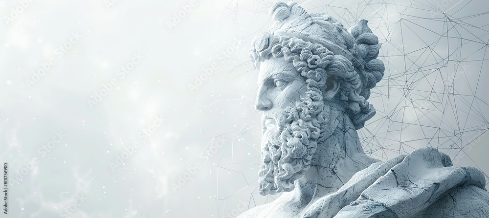 Ancient Greek philosopher stature with copy space background. Wisdom ...
