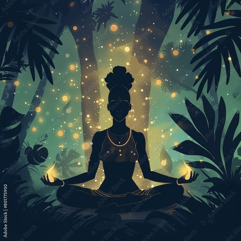 A 2D animation style illustration of an African woman whose body is ...