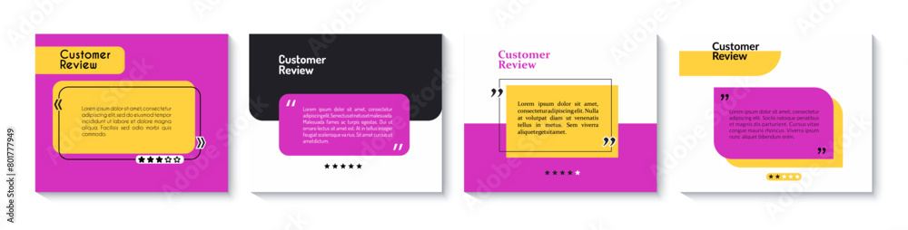Testimony review template. Customer feedback frames with quotation ...
