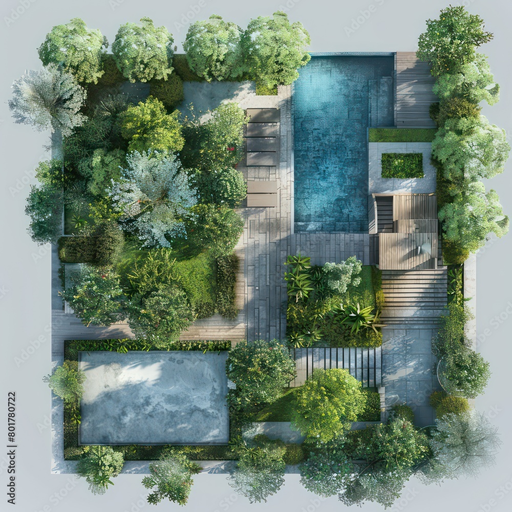 architecture landscape design big scale realistic, top view site plan ...