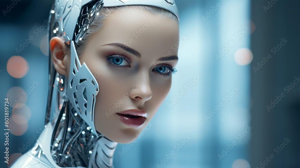 Humanoid robot, Advanced humanoid droid portrait, Futuristic robotic ...