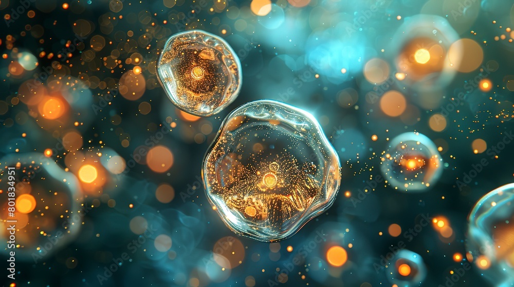 Nanoparticles under electron microscope, intense magnification light ...