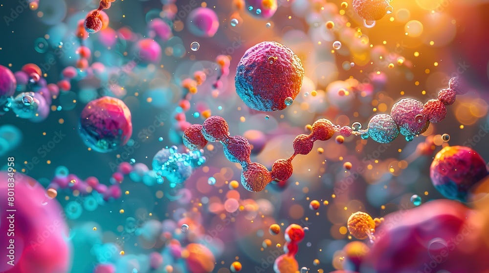 Nanoparticles under electron microscope, intense magnification light ...