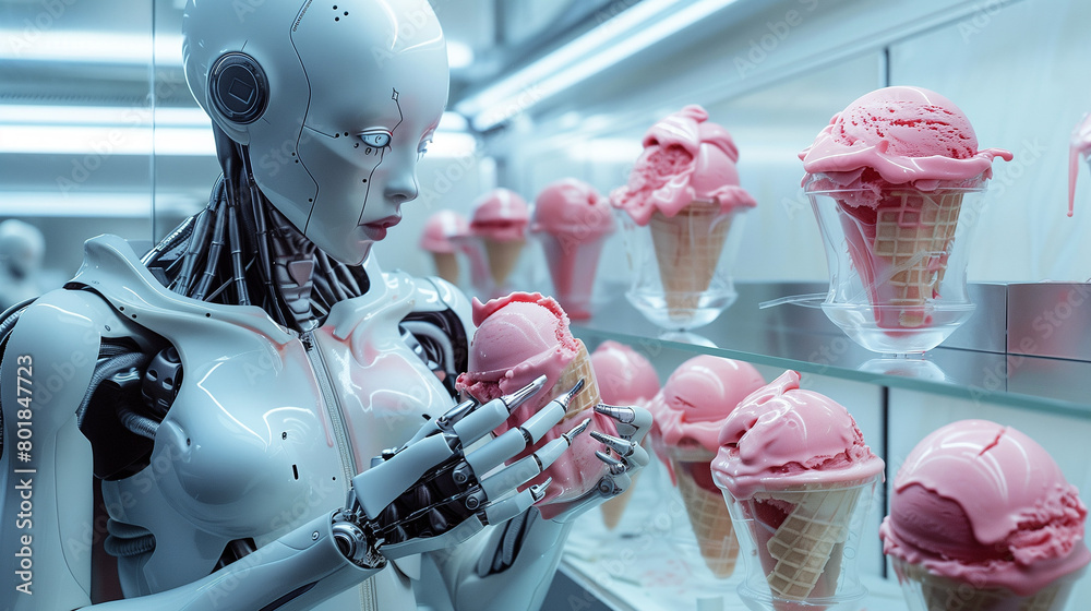 Robotic ice cream party, ice cream party, cyborg and ice cream, weird ...