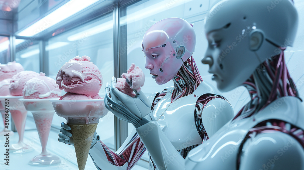 Robotic ice cream party, ice cream party, cyborg and ice cream, weird ...