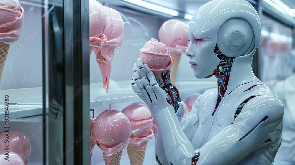 Robotic ice cream party, ice cream party, cyborg and ice cream, weird ice cream party, AI ice ...