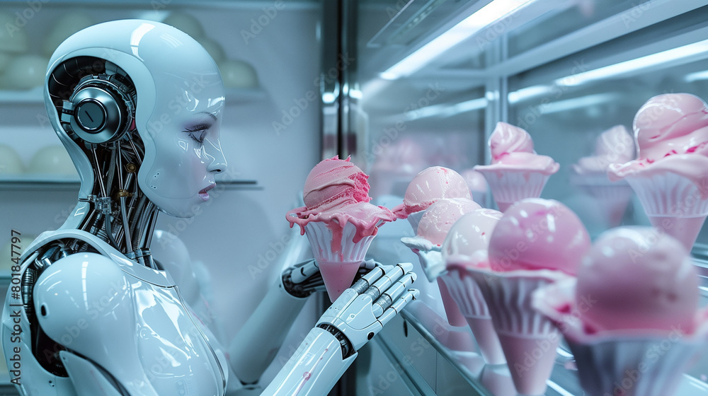 Robotic ice cream party, ice cream party, cyborg and ice cream, weird ...