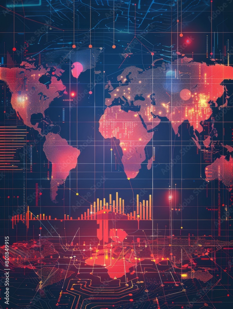 World map with graph in futuristic concept suitable for financial ...