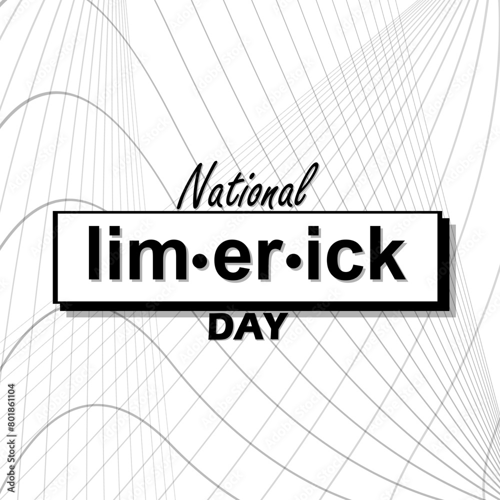 National Limerick Day event banner. Bold text in frame on white ...