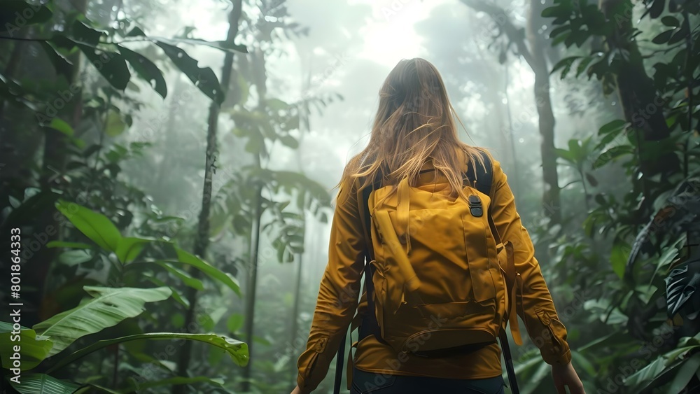 Woman embarks on eco-friendly forest exploration with guides promoting ...