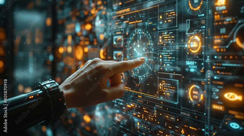 High-tech document analysis using AI, detailed view of machine learning ...