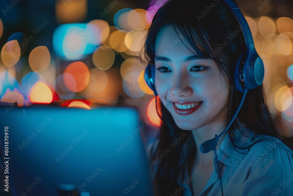 call center women smiled working and providing service with courtesy ...