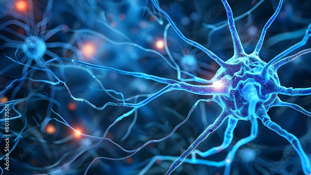 Neurobiology research with highlighted areas of study focusing on ...