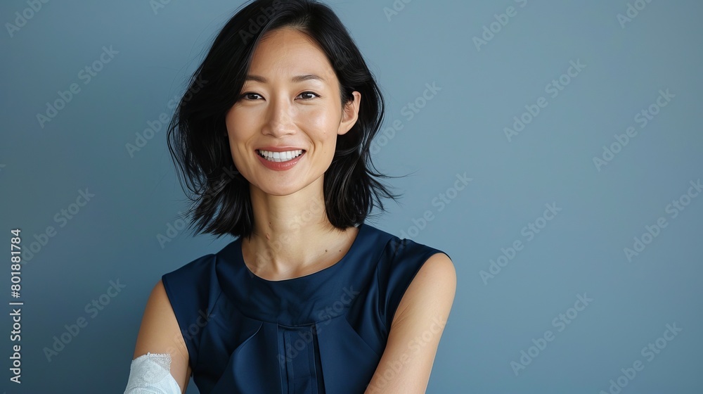 studio portrait of a stunning thirty-year-old Japanese woman with a ...