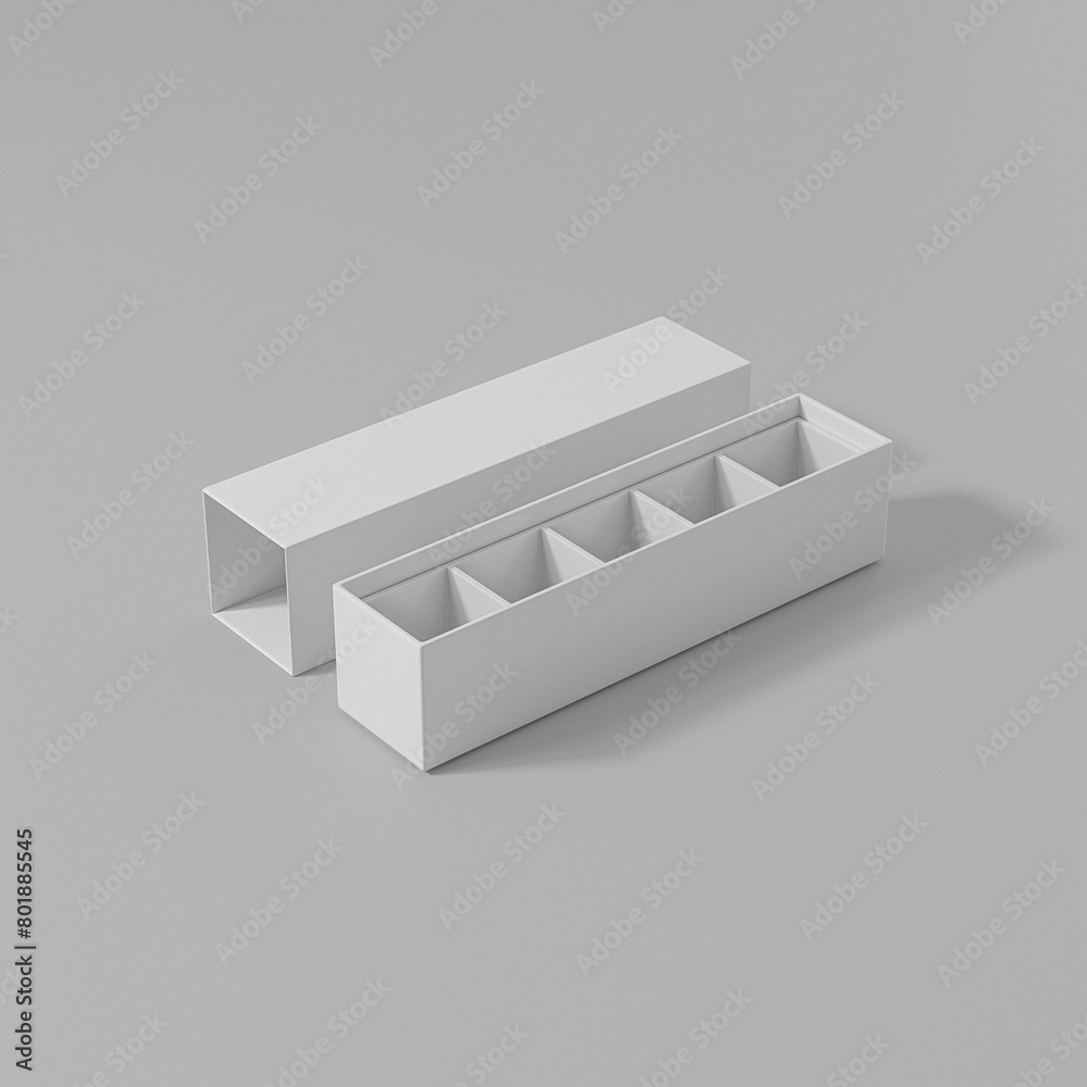 long box mockup with sliding sleeve, realistic open slide box empty ...