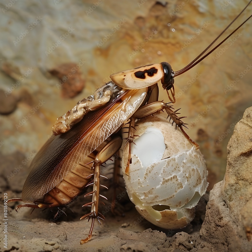 Emerging Cockroach Nymph from Egg Case:A Glimpse into the Intricate ...