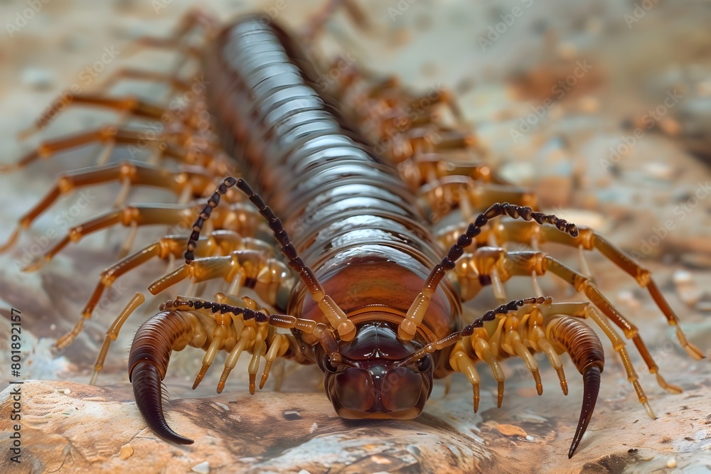 Detailed Photo of a Ruthless House Centipede Hunting for Small Insects ...