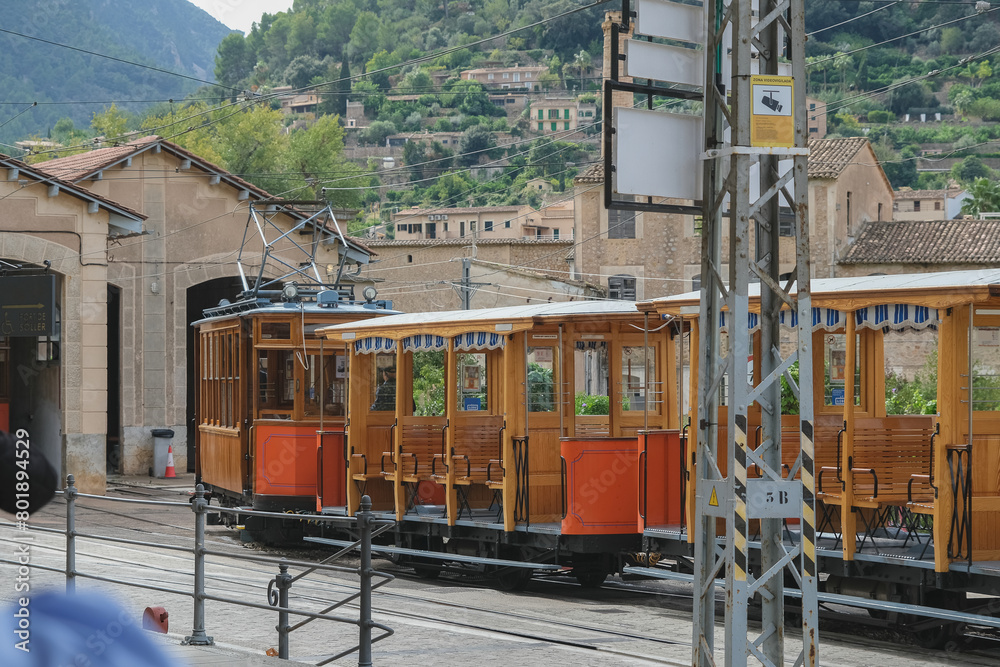 Historic train railway from Palma de Mallorca to Soller on Balearic ...