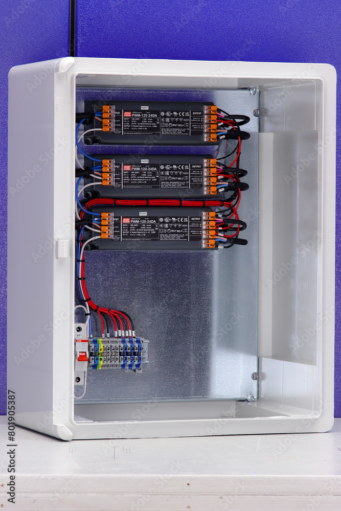 An electric switchboard with modules for protection and control of ...