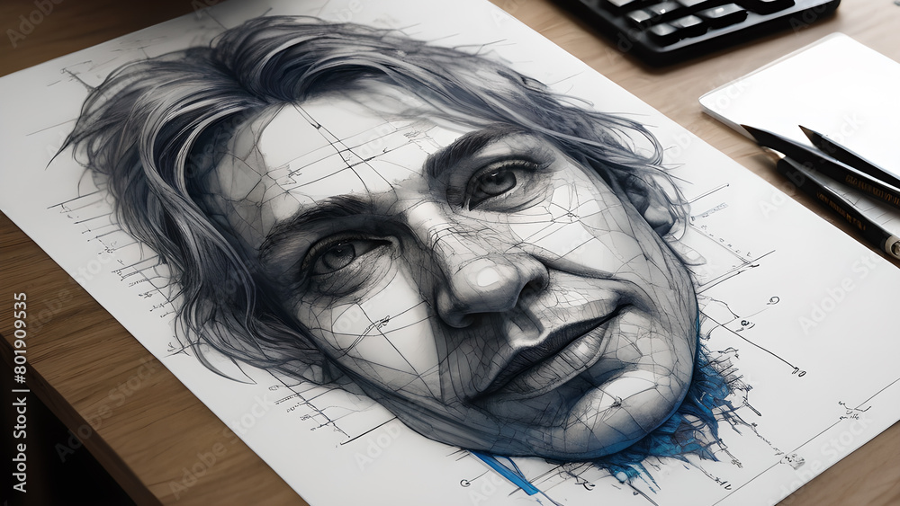 Architecture student drawing a technical drawing. Stock Illustration ...