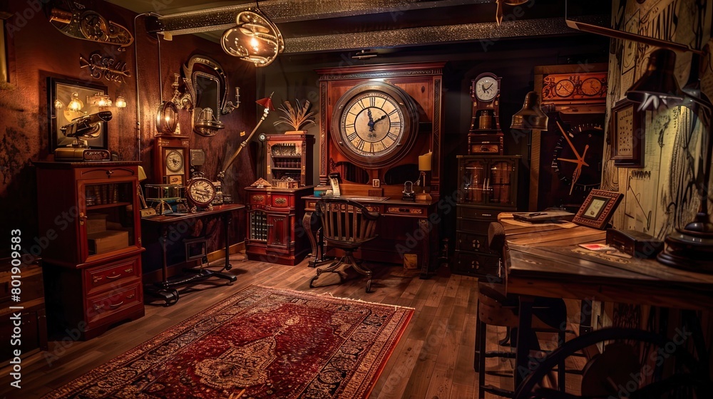 Victorian steampunk-inspired escape room with vintage props, hidden ...