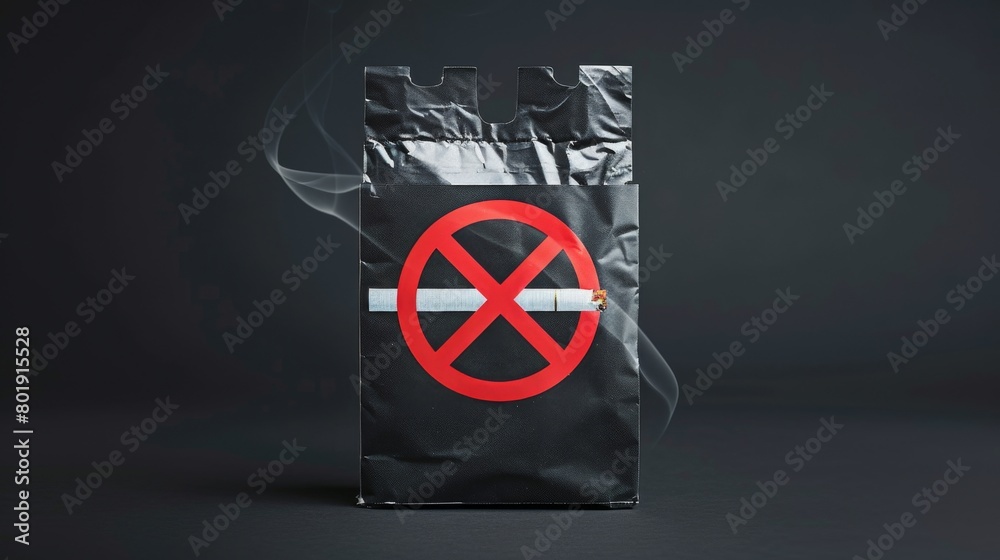 Cigarette pack with a No Smoking sign overlay, stark and impactful ...
