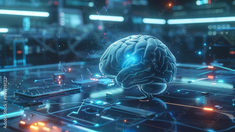 The illustration shows the moment of the chip implants entry into the ...