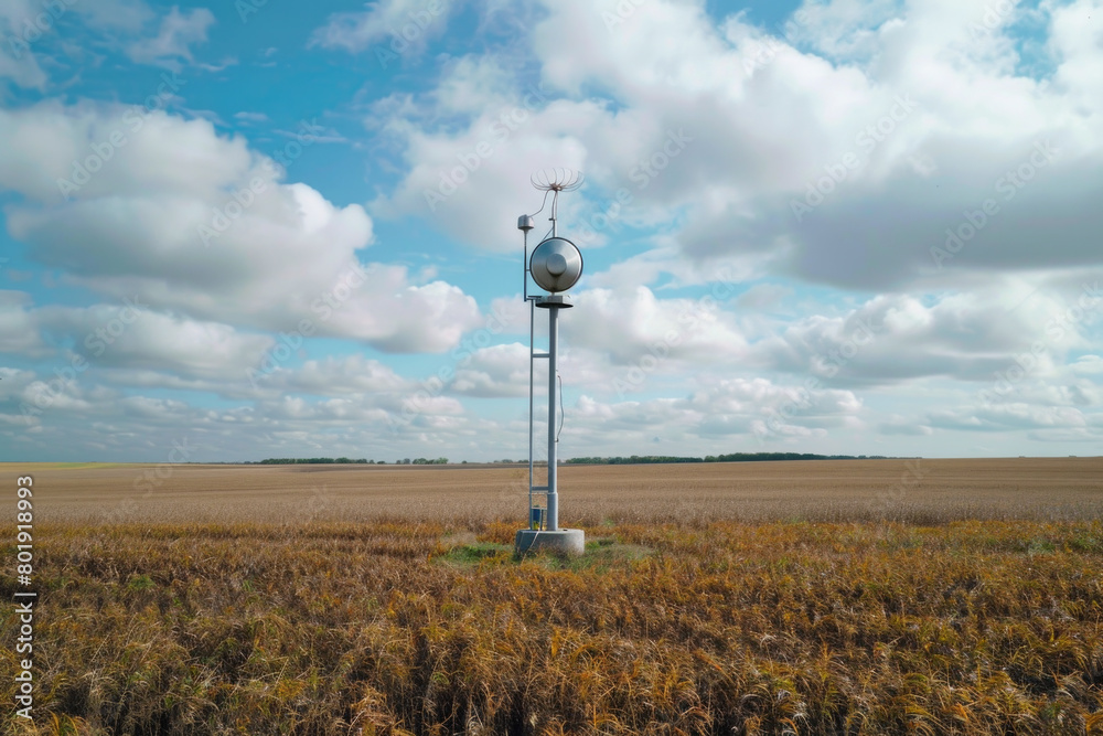 An aerial view of various types of weather forecasting equipment on the ...