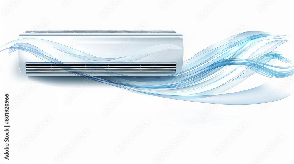 air conditioner with cold air blowing out on a white background ...