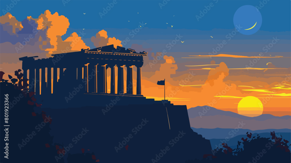 Silhouette with greek temple parthenon Vector illustration Stock Vector | Adobe Stock