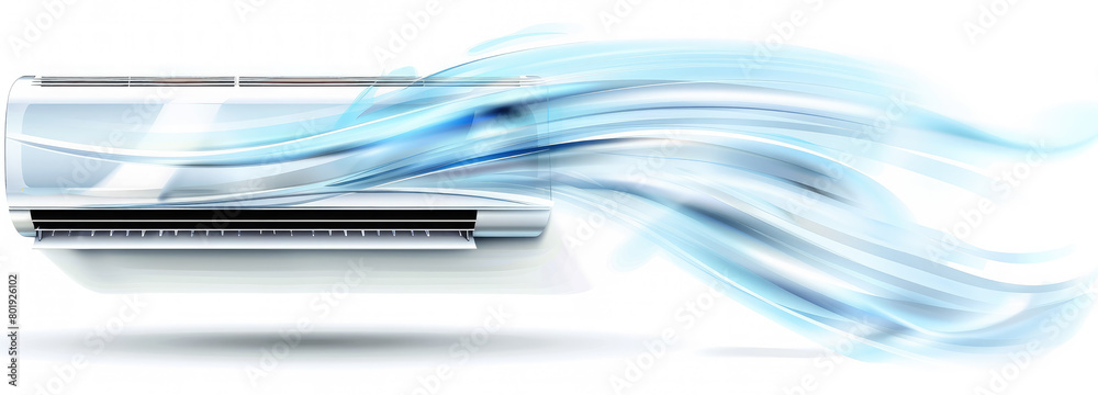 air conditioner with cold air blowing out on a white background ...