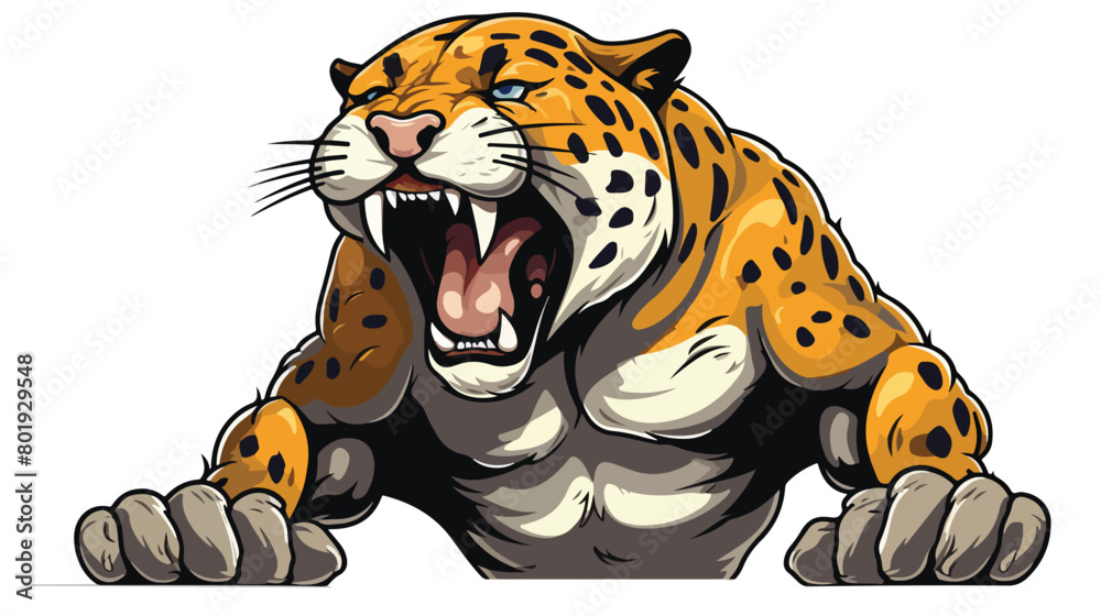 Strong leopard animal showing his muscles jaguar masco Stock Vector ...