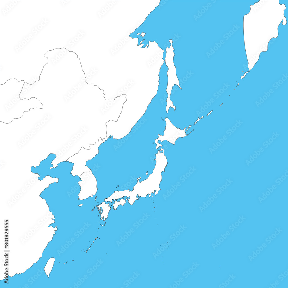日本と周辺国の白地図 Stock Vector | Adobe Stock