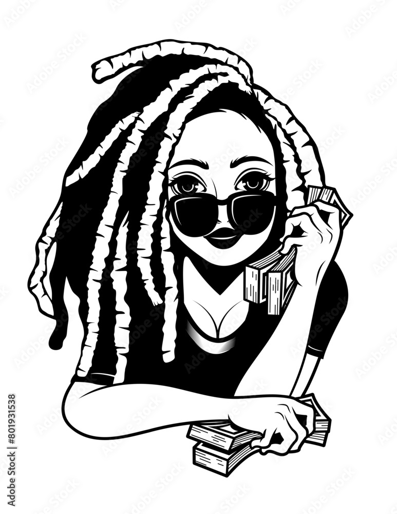 Afro Dreadlocks with Bundle of Money | Rich Afro Lady | Dreadlocks ...
