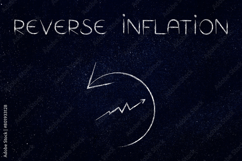 reverse Inflation and fix the cost of living concept, text with arrows ...