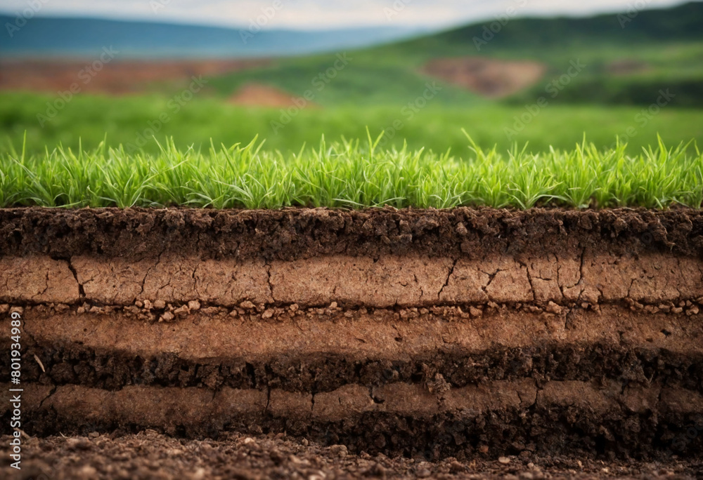 Underground soil layer of cross section earth, erosion ground with ...