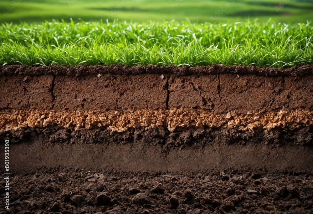 Underground soil layer of cross section earth, erosion ground with ...