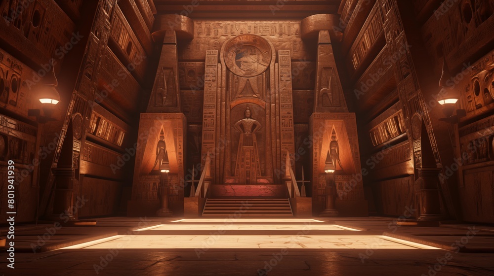 Inside Egyptian pyramids, Sarcophagus standing in the interior ...