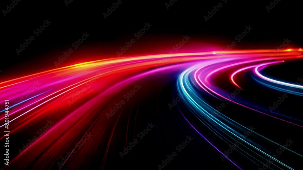 High Speed Flying Lines 3d Animation in Seamless Looping Traffic. Sci ...