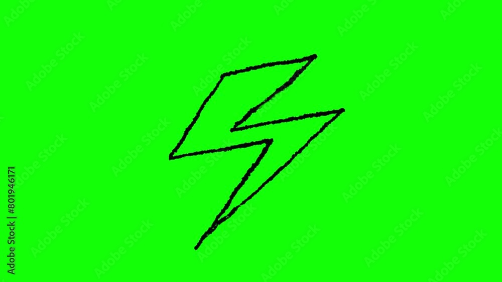 Hand drawn lightning frame by frame animation on chroma key green ...
