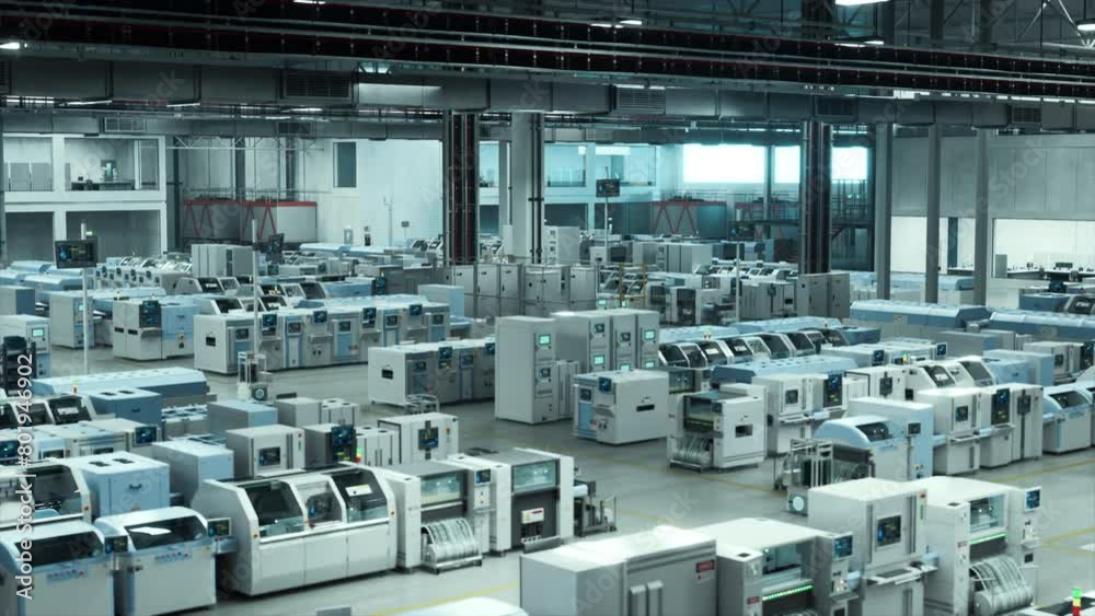 Explore A Futuristic High-Tech Electronics Factory Featuring Advanced ...