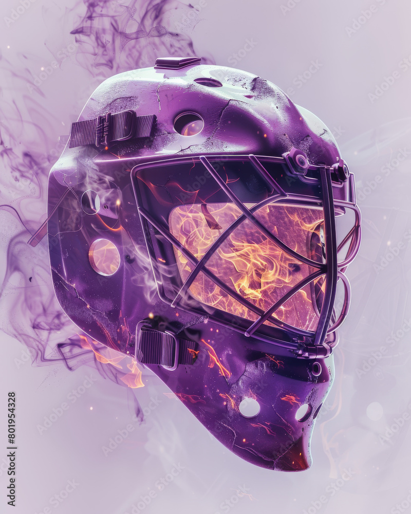 Ice hockey goalie mask 3D generated, ad mockup isolated on a white and ...