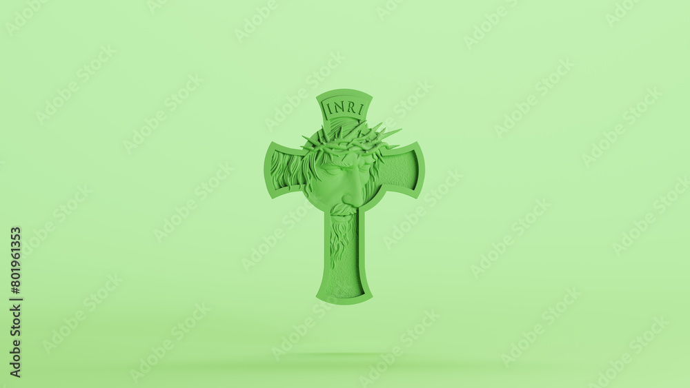 Green mint Jesus Christ crucifix cross christian religious symbol ...