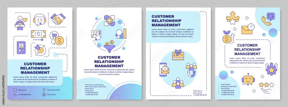 CRM system features blue gradient brochure template. Leaflet design ...