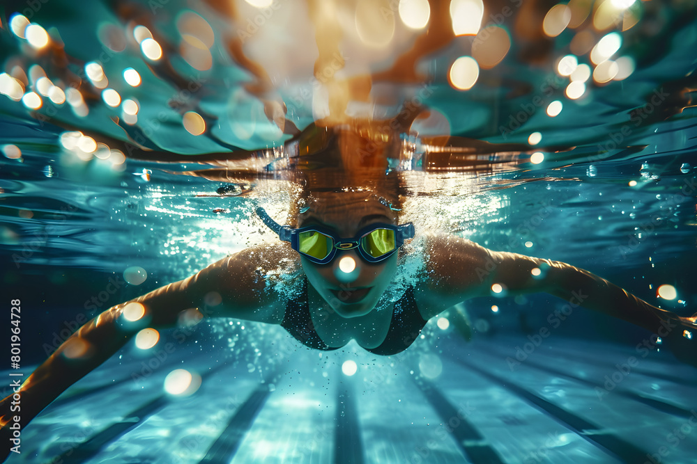 Woman Swimming Freestyle. Under water shoot of a woman swimming ...