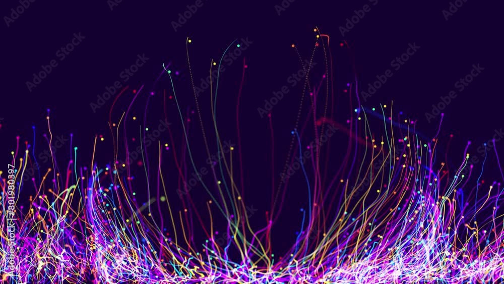 Flow of particles form sphere. Luma matte as alpha channel. Abstract bg ...