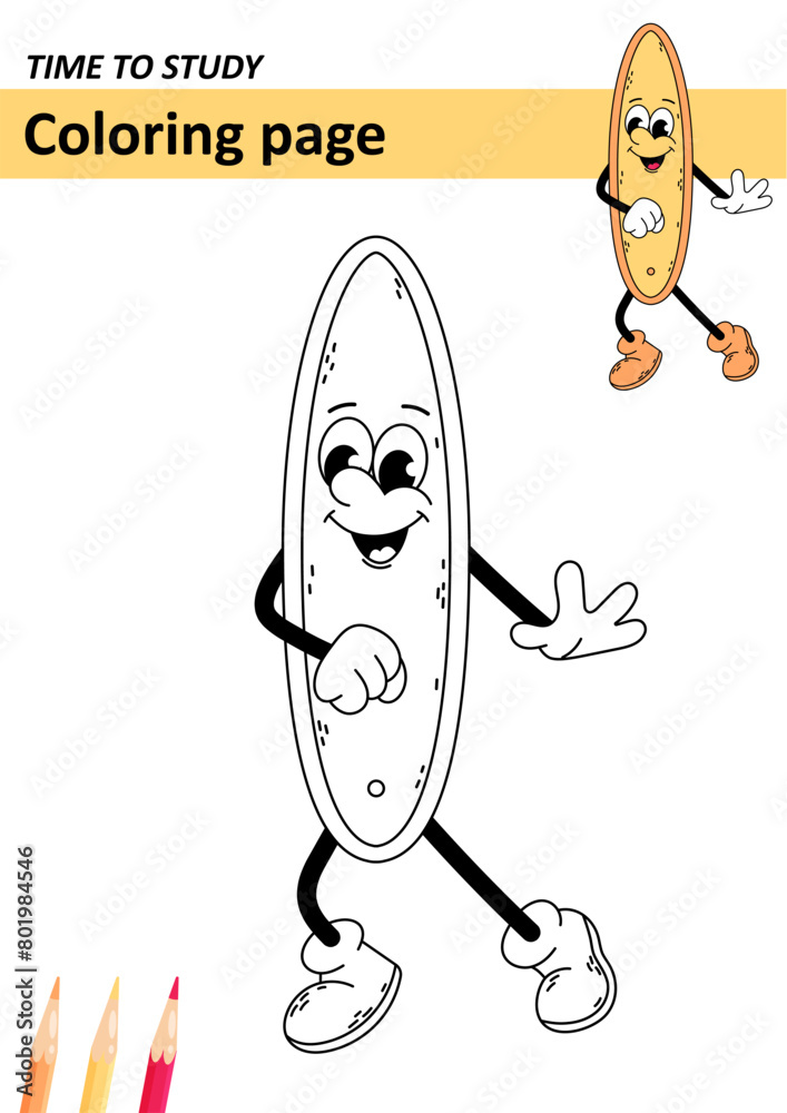 Kids coloring book with a funny character in A4 format. Task, coloring ...