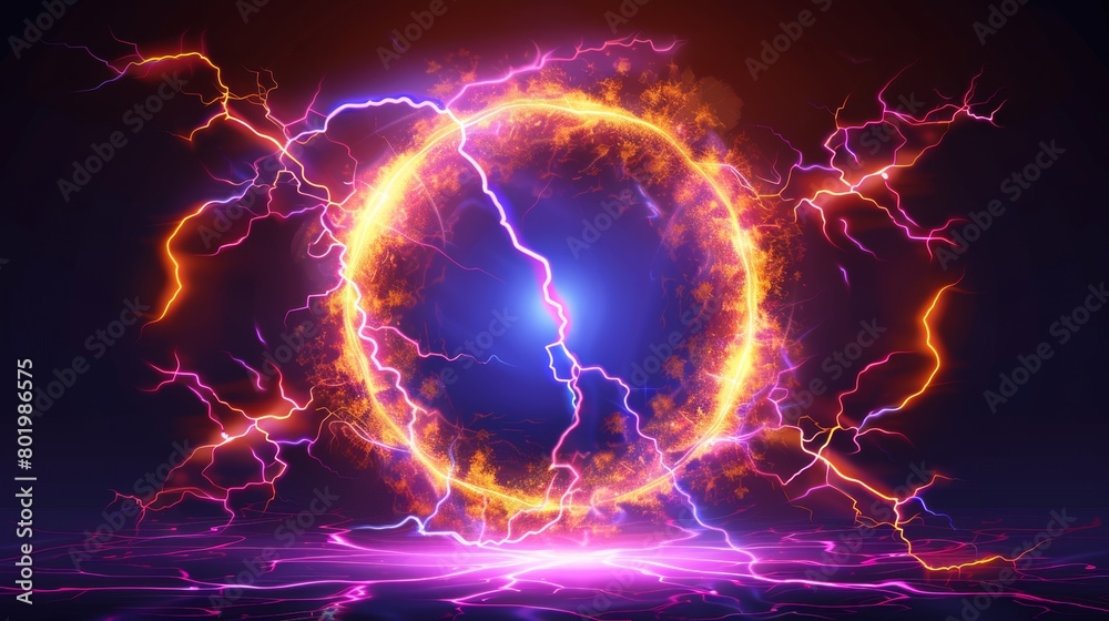 Illustration of realistic bolt circle with lightning explosion modern ...