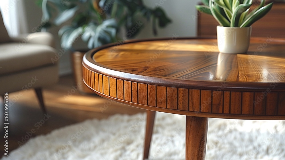 Close up photo of Mid-century modern podium mock up with tapered legs ...