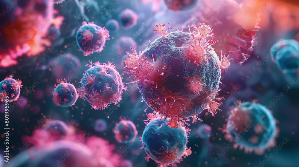 Action scene of enzymes engaging with leukemia cells under the ...